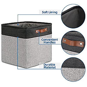 Temary Cube Storage Baskets 13 X 13 X 13 Fabric Storage Bins for Toys, Large Baskets Organization with Handles, Baskets for Organizing Towels, Blankets, Collapsible Shelf Baskets (Black&Gray)