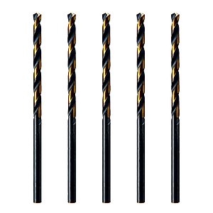 MAXTOOL 9/64" 5pcs Identical Jobber Length Drills HSS M2 Twist Drill Bits Fully Ground Black & Bronze Straight Shank Drills; JBF02H10R09P5