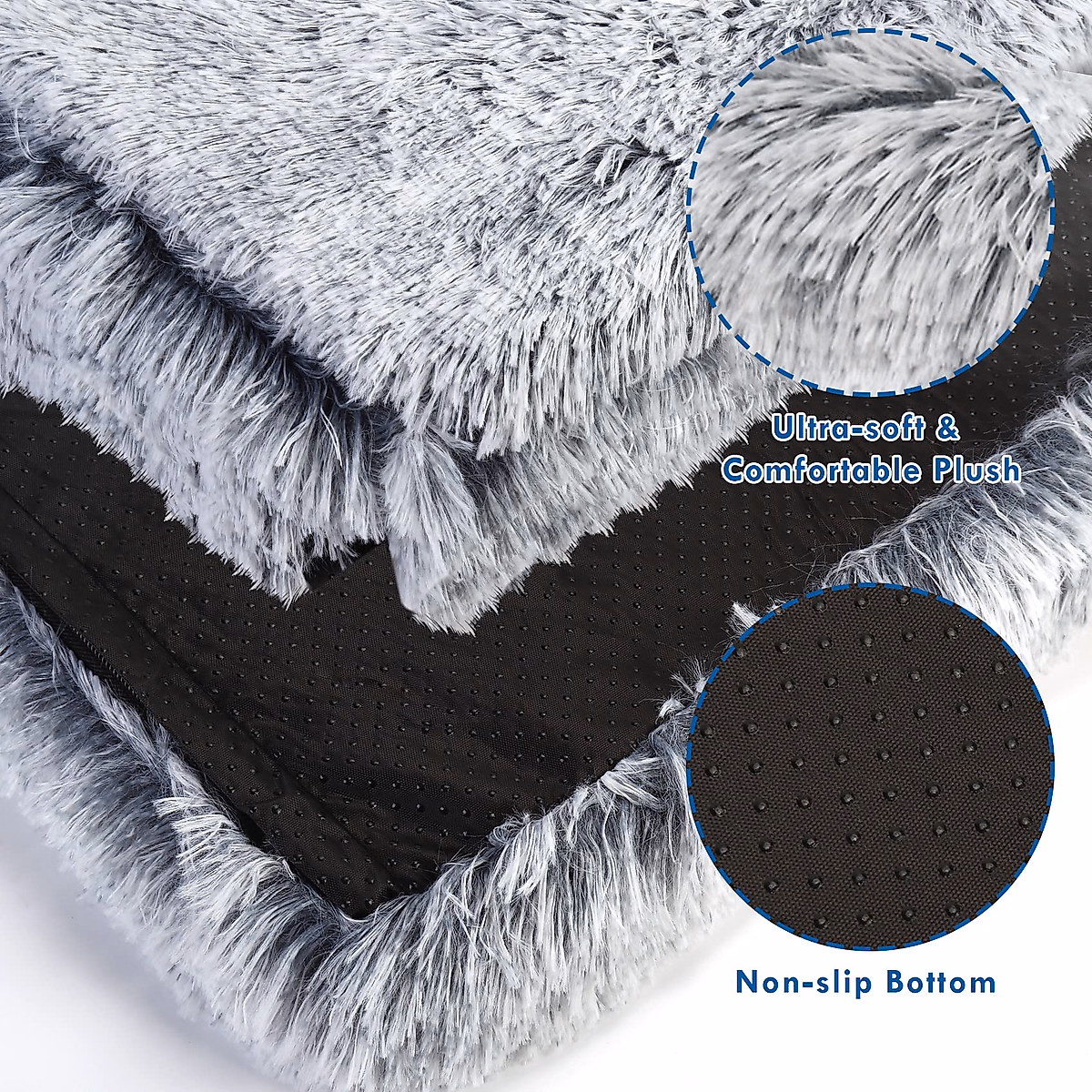 Dog Bed with Cover Cave, Orthopedic Dog Bed with Blanket, 33.5 * 27.6'' Rectangle Pet Crate Bed Cozy Cuddler Mat, Anti-Anxiety Memory Foam Calming Pad for Puppy Cat with Removable Washable Cover