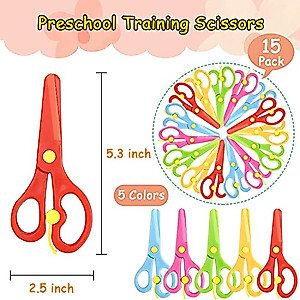 15 Pack Preschool Training Scissors,Children Plastic Safety Scissors,Toddler Learning Scissor for Cutting Paper Craft Supplies