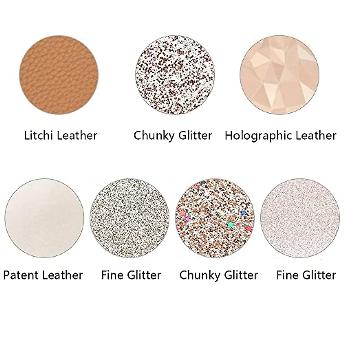 7 Pieces/Set 8x12 Inch (21cmx30cm) A4 Bundle Leather Sheets Mixed Rose Gold Series Sparkle Fine Chunky Glitter Patent Litchi Holographic Faux Leather Fabric for Bow Earring Making DIY Craft