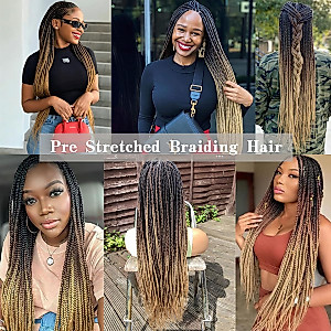 FAYETA Pre Stretched Braiding Hair,Ombre Braiding Hair 28''-8 packs Silky Color Blend Braid Hair Extensions, 100% Synthetic Crochet Hair Braids, Yaki Texture Hair Braiding
