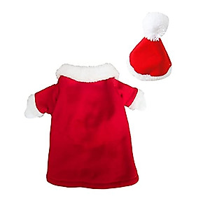Ornaous Cute Dog Cat Christmas Santa Claus Costume, Pet Xmas Cosplay Dress, Puppy Fleece Warm Outfit for Holiday（L Size）