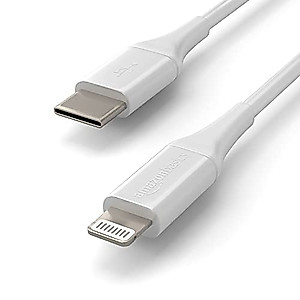 Amazon Basics USB-C to Lightning Cable, MFi Certified Charging Cord for Apple iPhone 14 13 12 11 X Xs Pro, Pro Max, Plus, iPad, 10,000 Bend Lifespan - White, 6-Ft