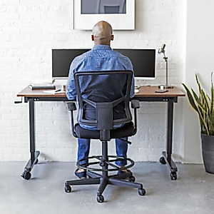 Stand Up Desk Store Sit to Stand Drafting Task Stool Chair for Standing Desks with Adjustable Footrest and Armrests (Black)