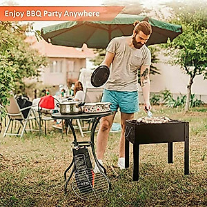 LANTRO JS Folding Portable Barbecue Charcoal Grill,Barbecue Desk Tabletop Outdoor Stainless Steel Smoker BBQ for Outdoor Cooking Camping Picnics Beach(20.47"x13.39"x19.25")