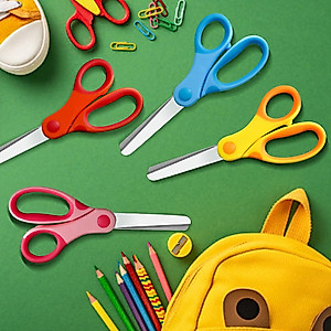 Kids Scissors,Scissors for School,Soft Comfort-Grip Handles Blunt Kids Safety Scissors For Supplies Home Student Classroom Craft Scissors 5.5 inch Blue Pink Red Yellow Children Scissors