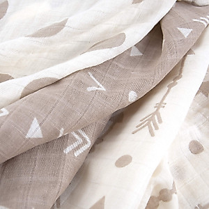 Tadpoles 100% Cotton 3 Pack Swaddle Muslin Receiving Blanket for Boys and Girls with Printed Small Arrows Natural and Cream, 45 x 45 inch