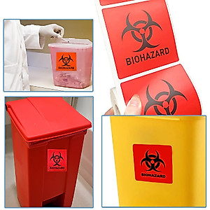 Biohazard Danger Safety Warning Label - 1"x1" Waterproof Self Adhesive Decal Sign Sticker, High Temp Resistance, Long Lasting (250 Pcs/Roll)
