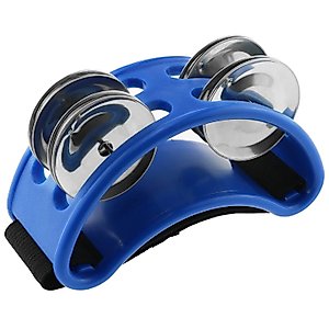 E-outstanding Foot Tambourine Guitar Drum Percussion Companion Metal Jingle Bell Musical Instrument, Blue