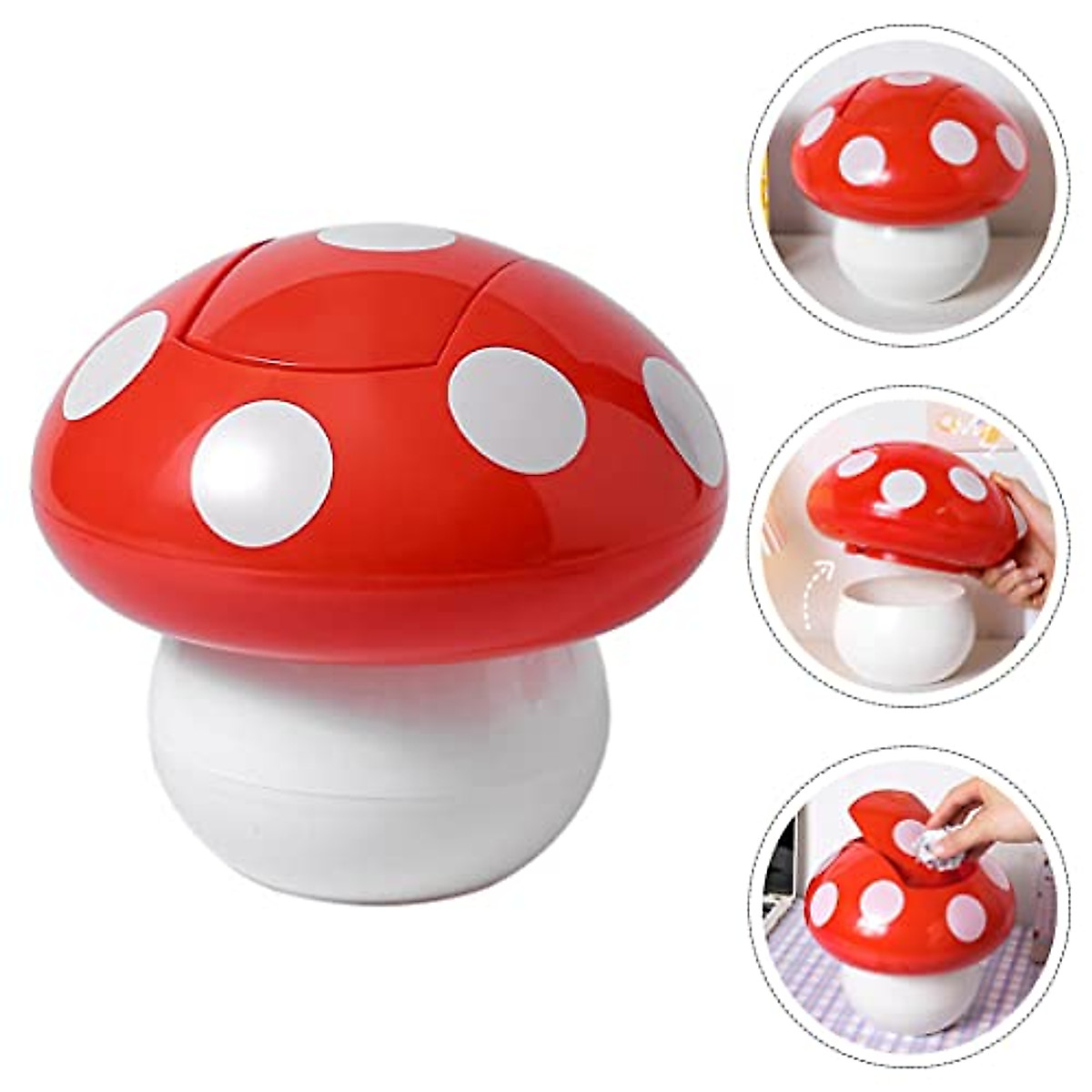 Hemoton Mushroom Trash Can Mini Wastebasket Garbage Bin Countertop Garbage Can with Lid Tiny Desktop Waste Garbage Bin for Home Office Kitchen