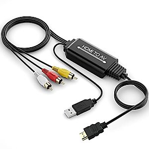 DIGITNOW! HDMI to RCA Converter, HDMI to RCA Cable Adapter, 1080P HDMI to AV 3RCA CVBs Composite Video Audio Supports NTSC for PC, Laptop, HDTV, DVD, VHC VCR