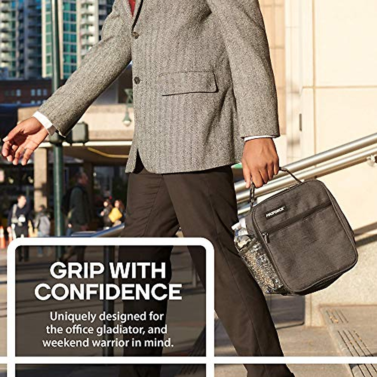 MAZFORCE Original Lunch Bag Insulated Lunch Box - Food Safe Durable Lunchbox for Men - BPA Free Small Reusable Lunch Bags for Adults, Teens, Boys, Women (Dark Gray)