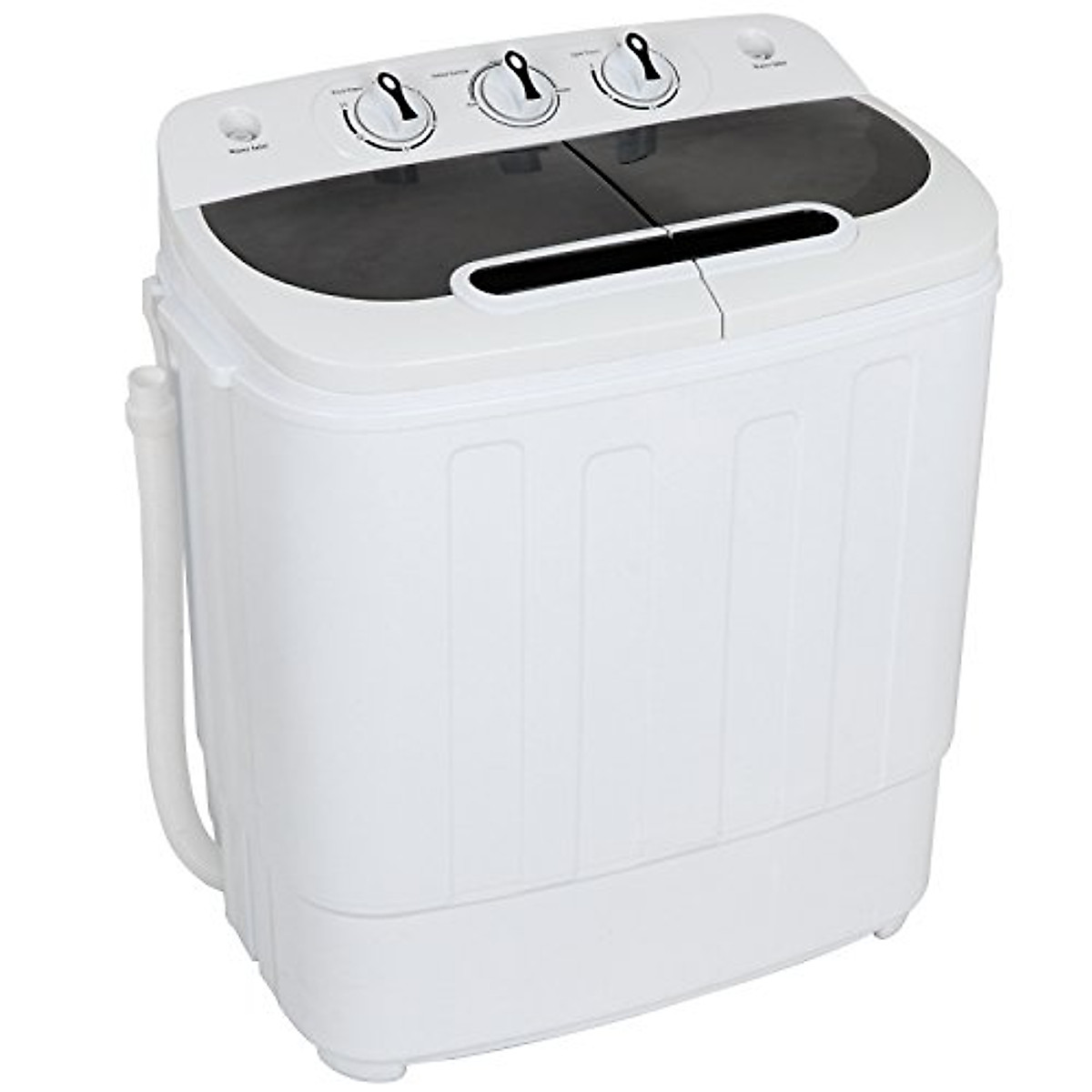 JupiterForce Portable Compact Mini Twin Tub Washing Machine Portable Laundry Machine 13lbs Capacity w/Washer and Spinner Cycle Combo, Built-in Gravity Drain for Apartments, Dorms, Bathroom, Laundry and More