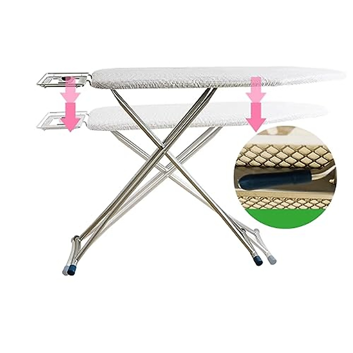 Metal Upright Ironing Board 5 Levels of Adjustable Height Iron Board with Non-Slip Feet Heat Resistant for Clothes Ironing