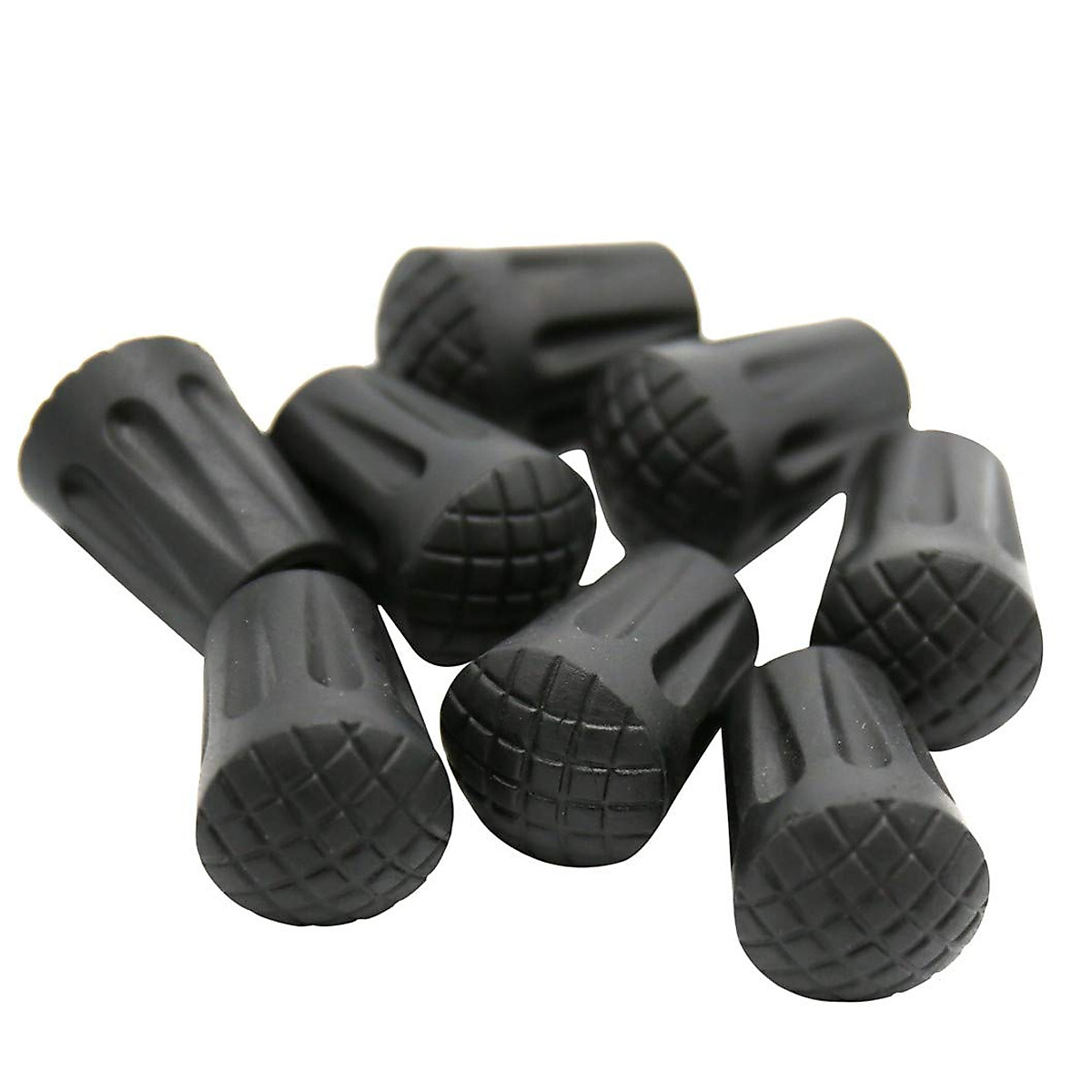 Ruzzut Black Rubber Diamond Trekking Pole Tip Protectors, Hiking Pole Replacement Tips for Trekking Poles, Fits Most Standard Hiking Poles - Shock Absorbing, Adds Grip and Traction (15PCS Round Tips)