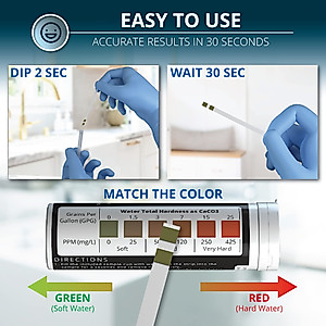 Weaqua Water Hardness Test Kit - DoubleCheck200 Strips with Sample Cup - Hard Water Testing Kit
