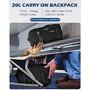 Hynes Eagle 20L Travel Backpack Carry on Backpack Women Men Personal Item Bag for Spirit Airlines Small Nylon Laptop Backpack 14 inches Black