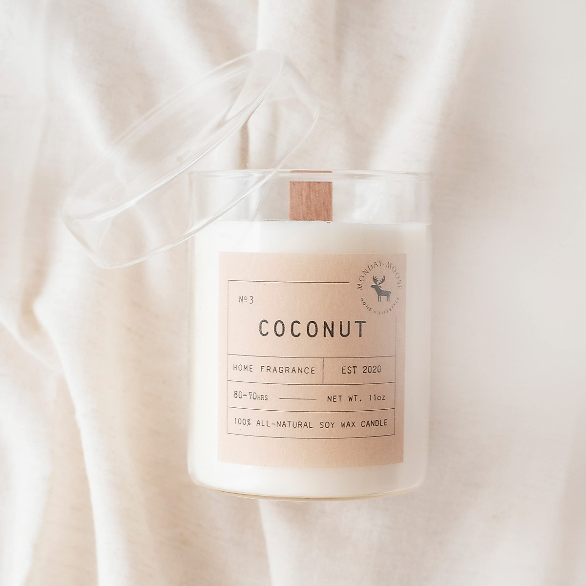 MONDAY MOOSE Scented Candle, 11oz All-Natural Soy Wax Wood Wick Candle Glass Jar with Essential Oils for Home, Mom, Women, Birthday Gift (Orange, Large Jar)