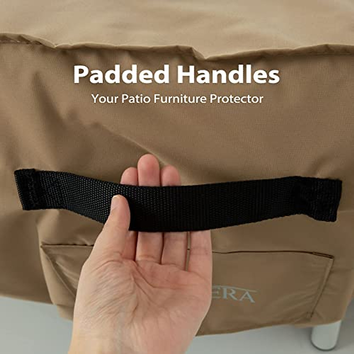 Tempera Retangle Patio Furniture Cover, Outdoor Table Covers Waterproof, Heavy Duty Deck Furniture Covers for Winter, 108''L x 82''W x 27.8''H,Taupe