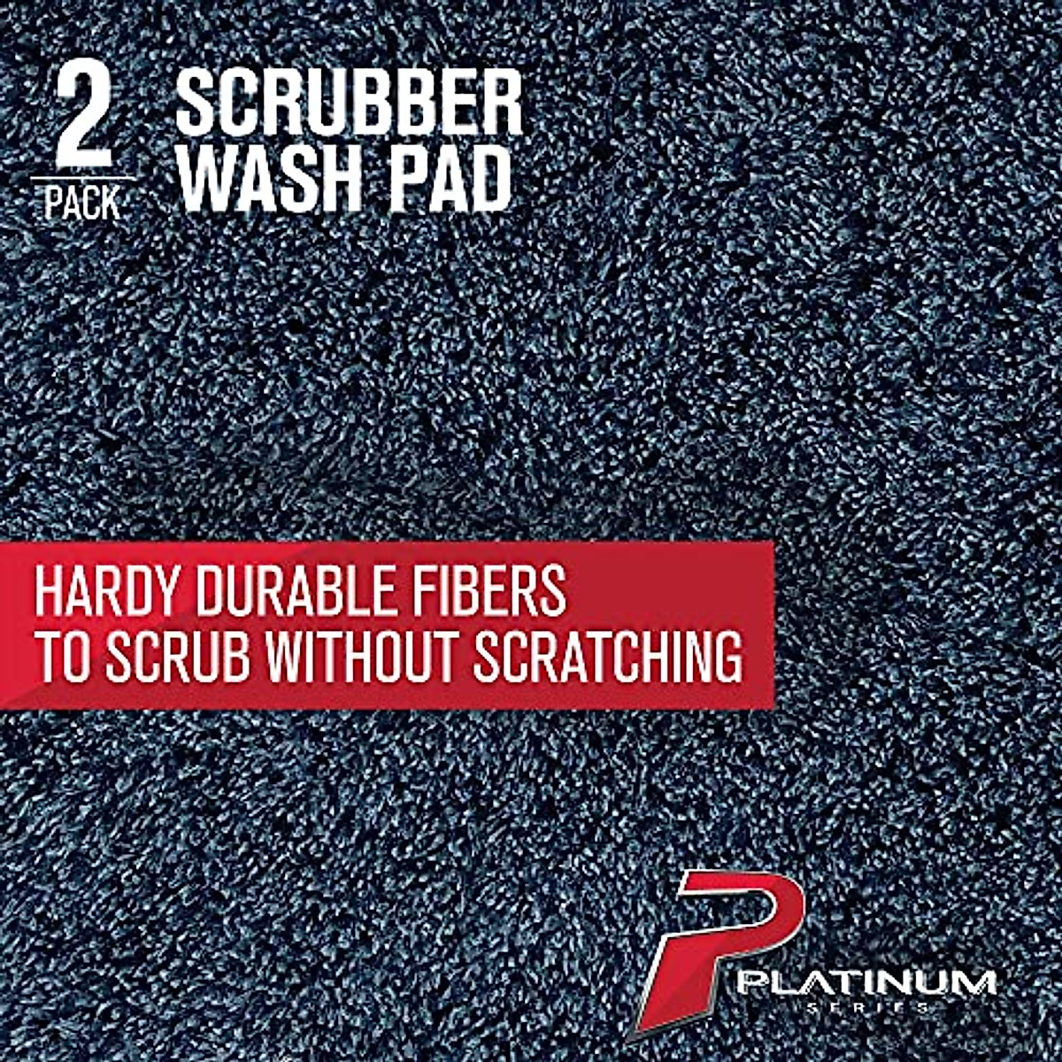 Platinum Series Microfiber Car Wash Scrubber Pad, Scratch-Free Extra Absorbent Hand Washing Automotive Cleaning Scrub Cloth, Auto Detailing Towel, 2pk (11.5″ X 12″)