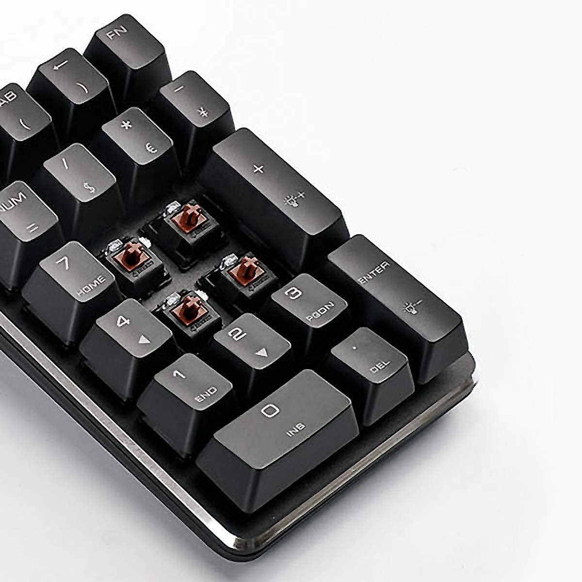 Qisan 2.4G Wireless Mechanical Numeric Keypad Cherry MX Brown Switch Gaming Keypad 21 Keys Mini Numpad Portable Keypad Extended Layout Black Magicforce