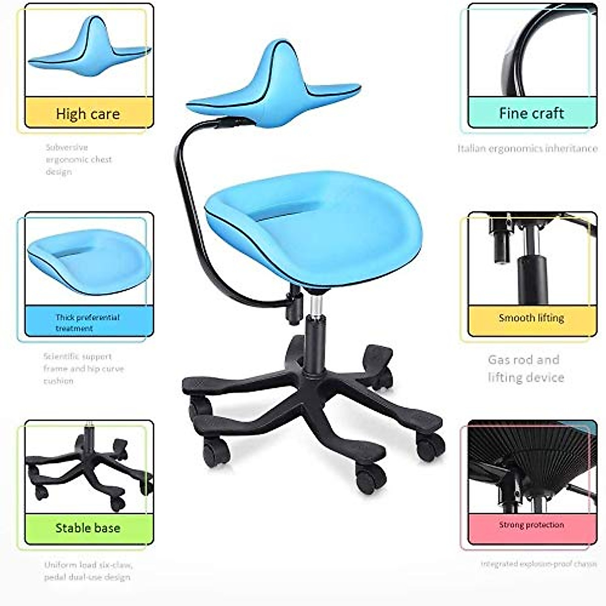 Belgium ZXFDXDP Ergonomic Chair, Adjustable Stool for Home and Office Improve Your Posture with an Angled Seat Thick Comfortable Cushions (Color : Black-JoJo's Bizarre Adventure1)