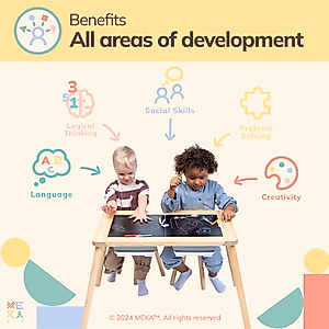 MEKA Sensory Table 6-in-1, Kids Light Table with 2 Sensory Bins 6 Play Panels, Toddler Table Kids Activity Table, Wooden Sensory Table for Toddlers Age 3-5,Multi-Use Light Table for Kids Sensory Table