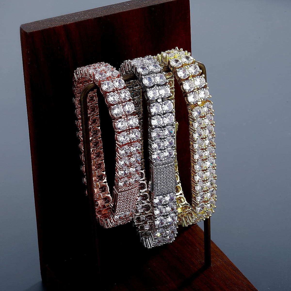 JINAO Diamond Tennis Bracelet for Men Women Silver 2 Row 5mm Round Cubic Zirconia Iced Out Tennis Bling Ankle Bracelet (7'' Silver)