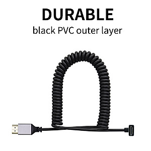 RIIEYOCA 90 Degree Up Angle UHD 4K Mini HDMI Male to HDMI Male 18Gbps High Speed 2.0 Extender Coiled Cable Supports 4K@60Hz,1080p,ARC,3D,for,DVRs,HDTV,Roku Ultra Stretchable to 1.5M/5FT