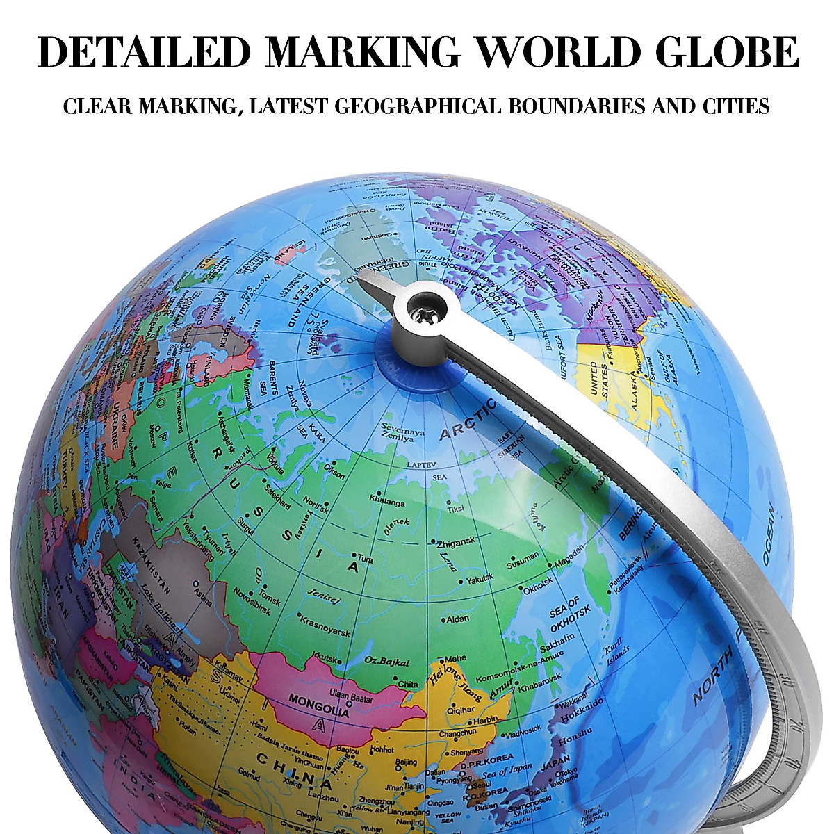 Illuminated World Globe, DIY Self-Assembly Stem Globe for Kids Learning 8 Inch Metal Bracket Constellation Earth globe for children 360° Rotating Educational World Globes for Kids