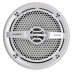 Sony XS-MP1611 6.5 Inch 280 Watt 4 Ohm Dual Cone Weatherproof Marine Audio Stereo Speakers with Polypropylene Woofer Cone, White, 2 Pairs