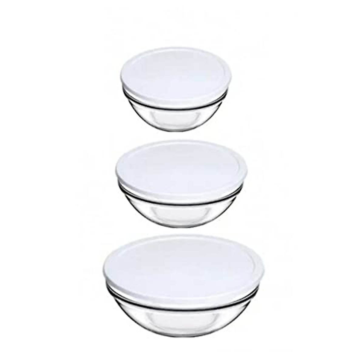 Biandeco Glass Mixing Bowl with Lid Set of 3, Large Salad Bowl Set, High Brosilicate Bowl Set, Stackable, Glass Nesting Bowls, Cooking, Baking, Prepping