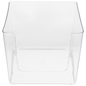 MAGICLULU Storage Bins Clear Book Storage Organizer Box DVD/CD Storage Box Clear DVD Holder Case Open Front Stackable Storage Container Shelf Organizer Bin for Video Games Books Home Office