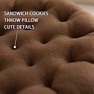KedeLak Sandwich Biscuits Throw Pillows for Sofa Couch Brown Chocolate Biscuits Seat Cushions Cute Round Food Throw Pillows for Home Decoration