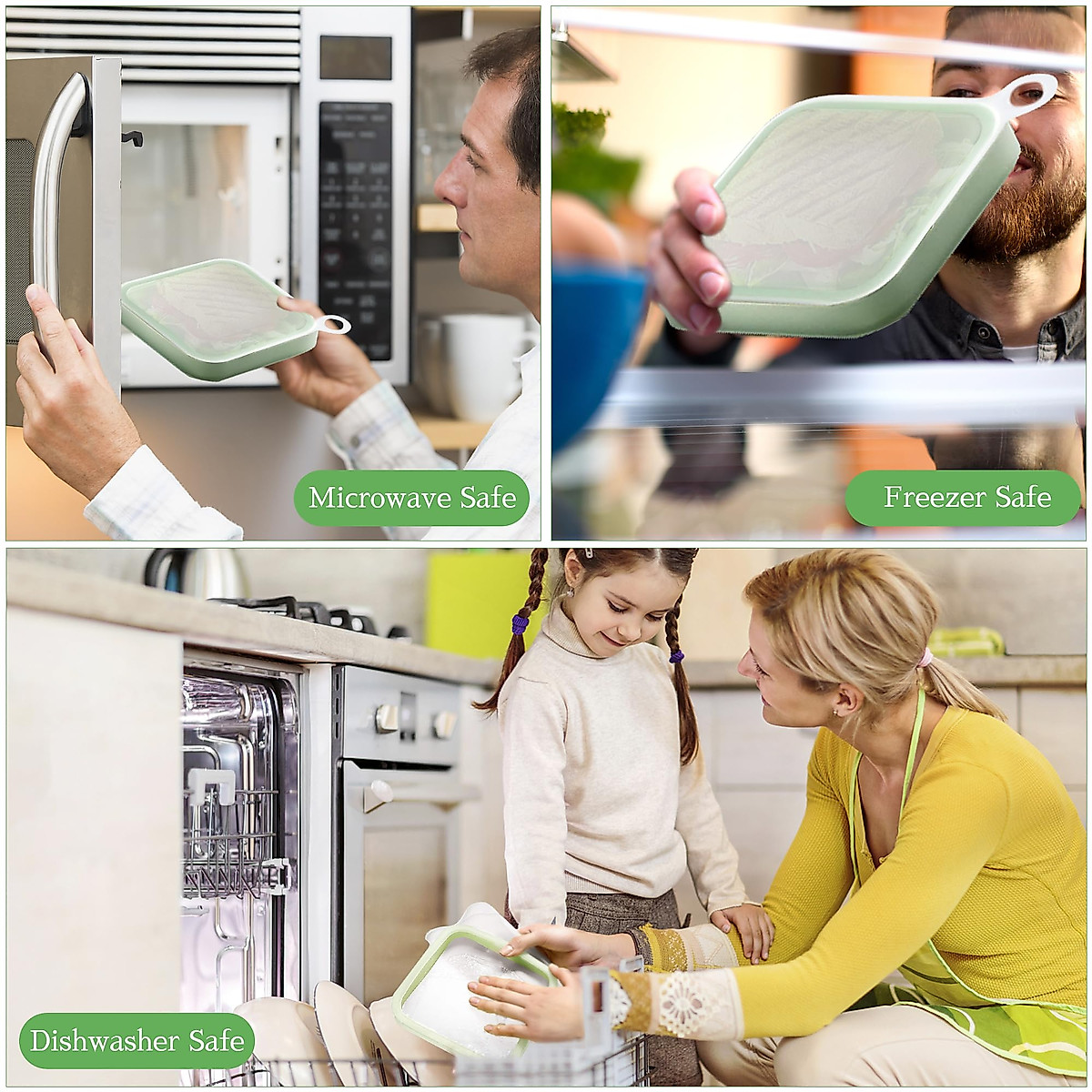 Anjing Silicone Sandwich Container for Lunch Boxes, 2 Pcs Food Storage Containers with Lids, Meal Prep Reusable Bag BPA Free Bento Box Microwave, Freezer & Dishwasher Safe