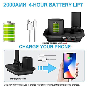 Desk Lamp Desk Light Desk Lamps for Home Office, LED Desk Lamp with USB Charging Port, Touch Control Small Desk Lamp with Pen/ Phone Holder, 3 Color Modes Foldable Study Reading Lamp with 10 Min Timer