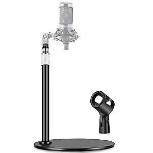 Etour Desk Microphone Stand, Upgraded Adjustable desktop Mic Stand with Mic Clip,5/8" Male Screw for Blue Yeti SM58 SM48 PGA48 AT2020, ATR2100x-USB Samson Q2U Other Microphone