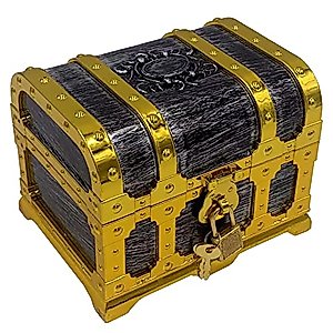 Flyekist Pirate Treasure Chest for Kids,Vintage Decorative Pirate Chest Storage Box with Lock and Key,Classroom Treasure Box Party Favors Prize Gift