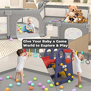 HEIZO Large Baby Playpen for Babies and Toddlers, 71''x59'' Play Yard, Safety Baby Fence Area with Zipper Gate and Anti-Slip Base for Indoor & Outdoor Activity