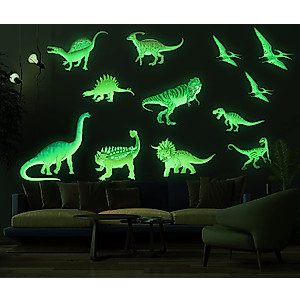 MESU Dinosaur Glow in The Dark Stickers Luminous Wall Decals Ceiling Decor for Boys Room Nursery Kids Gift Dinosaur