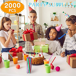2000 Pcs Disposable Drinking Straws Long Plastic Straws 8.25" Long and 0.25'' Diameter for Cocktail Drink Cups Juice (Green, Rose, Blue, Red)