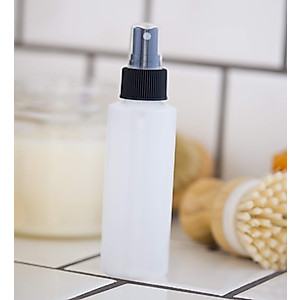 JUVITUS 4 oz Clear Natural Refillable Plastic Squeeze Bottle with Black Fine Mist Sprayer - (6 Pack)