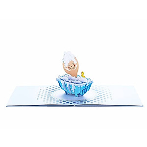 Liif Baby Shower Blue Boy 3D Greeting Pop Up Card For New Baby, Baby Congratulations, Announcement, Newborn, Baby Congrats, Cute | With Message Note & Envelop