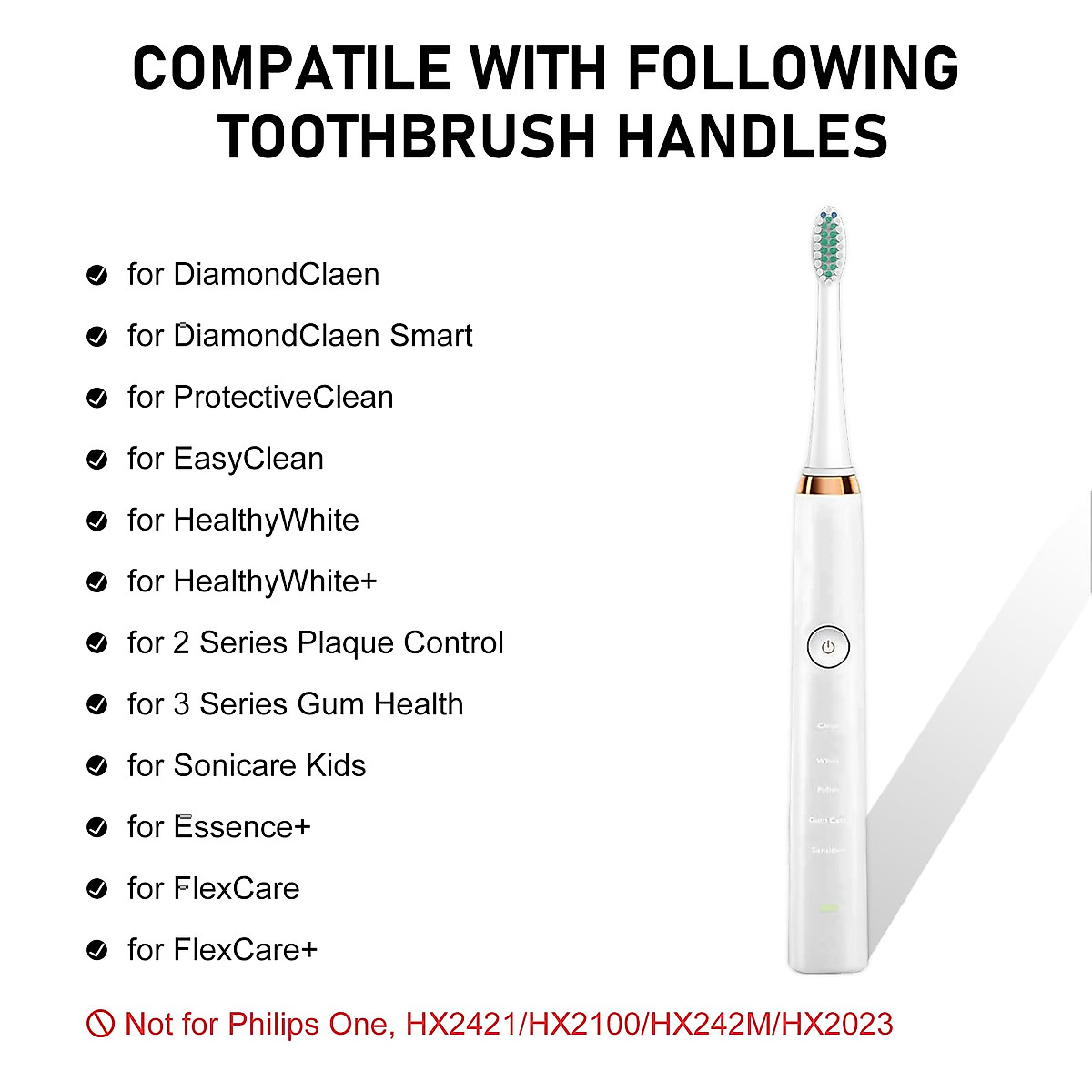 Toothbrush Heads for Philips Sonicare Replacement Brush Heads with Protective Cover Soft Dupont Bristles Electric Toothbrush Replacement Heads for Oral Health, 8 Pack