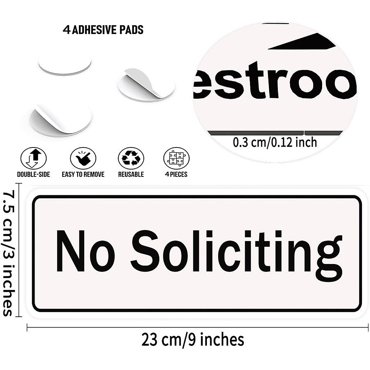 Apartment For Rent Sign 9 X 3 Inch Acrylic Plastic Sign With Symbols, Self-Adhesive, For Restaurant, Salons, Hotel, Motel, Rest Stops, Public Restrooms