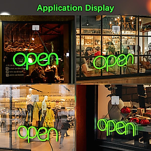 Led Open Signs for Business, 16 x 6 inch Open Sign, Neon Open Signs for Business, 8 Modes, Adjustable Brightness and Remote Control, 12 V / 2 A Power Supply (Green)