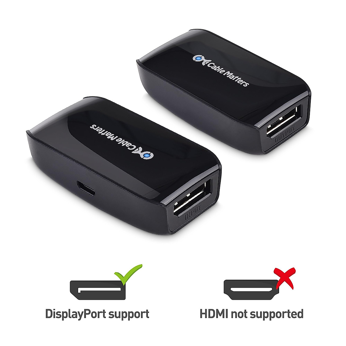 Cable Matters Active DisplayPort Repeater, Support 4K@240Hz up to 32ft, 4K@60Hz up to 80ft, (DisplayPort 1.4 Repeater, DisplayPort Signal Booster, DisplayPort Amplifier) for VR Headset, Gaming Monitor