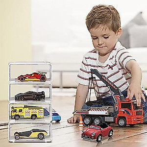 10pcs Clear Acrylic Display Case for Car Mold, Scale Matchbox Wheel Display Case Wall Diecast Model Car Cabinet White Car Wheel Storage Shelves Showcase Organizer for Mini Car, 3.54 x 1.57 x 1.38 inch