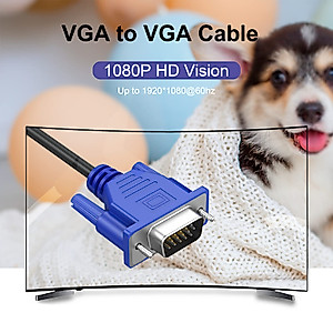 VGA to VGA Cable 10-Pack, 6FT VGA Monitor Cable, VGA Male to Male Cord 1080P Full HD High Resolution for Monitor TV Computer Projector-Blue
